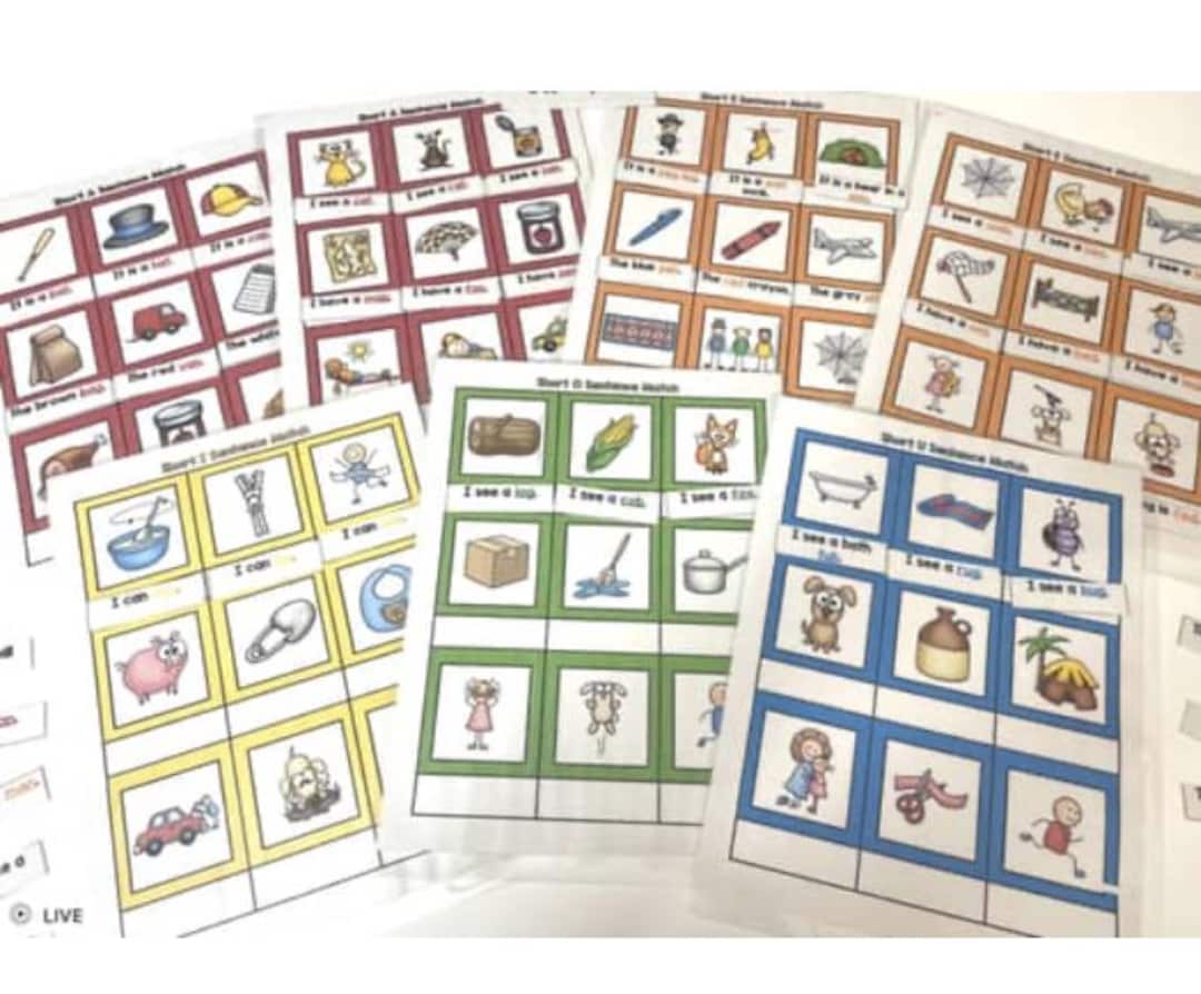 90 CVC Short Vowel Sentence Match to Picture file Folder Velcro, Cut ...
