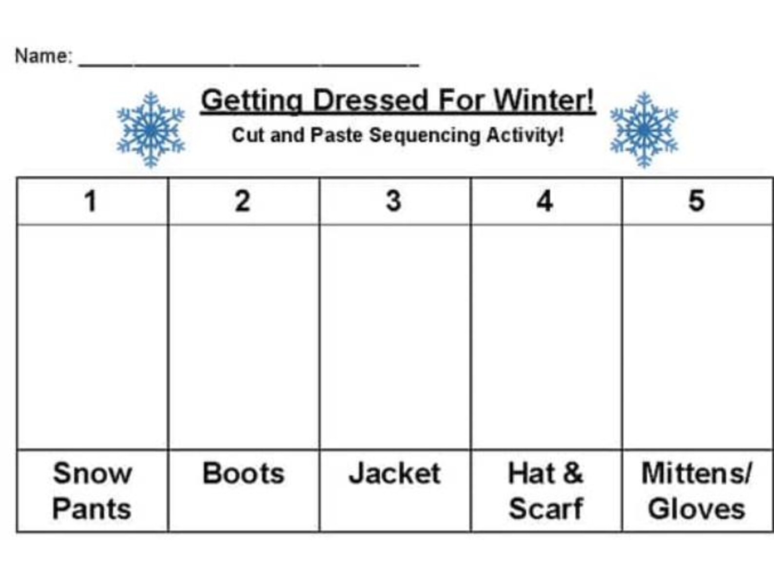 Getting Dressed and Undressed for Winter Sequence Visual + Cut/paste ...