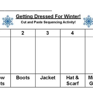 Getting Dressed and Undressed for Winter Sequence Visual + Cut/paste ...