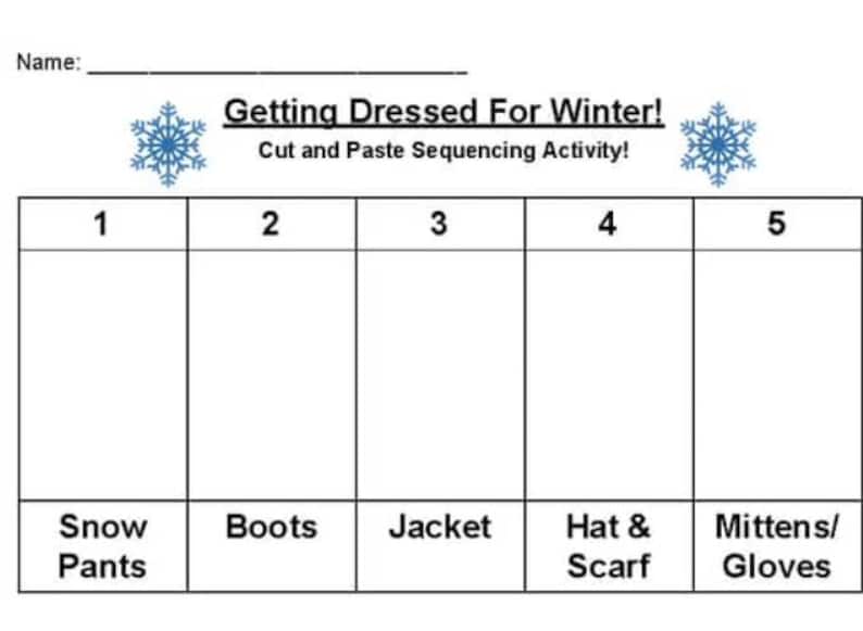 Getting Dressed and Undressed for Winter Sequence Visual + Cut/paste ...