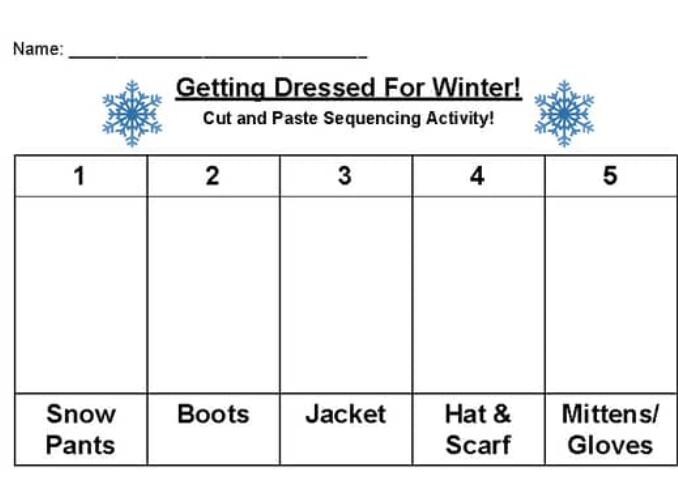 Getting Dressed and Undressed for Winter Sequence Visual + Cut/paste ...