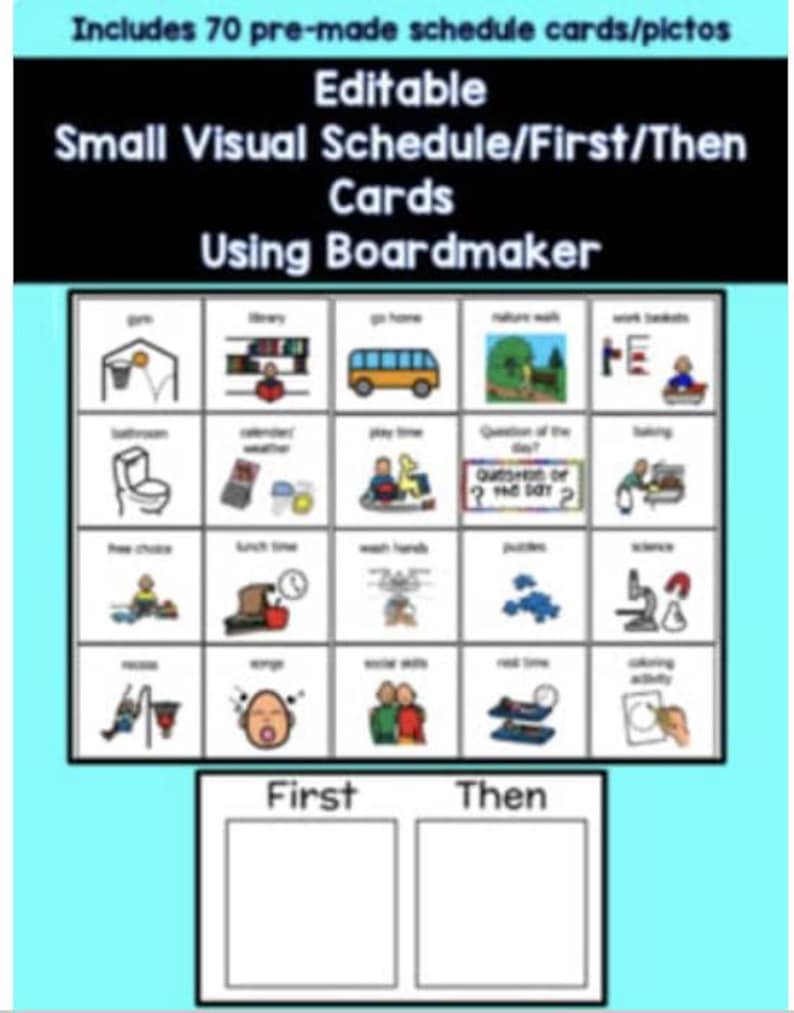 EDITABLE 70 Small Visual Schedule/first/then Cards/pictos (ASD, SPED ...