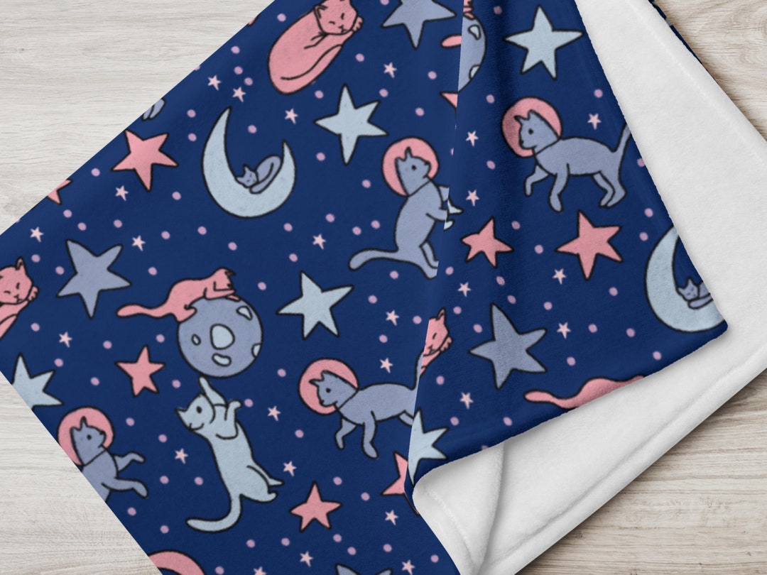 Space Cats Blanket, Galaxy Cat Throw for Children, Stars and Kittens ...