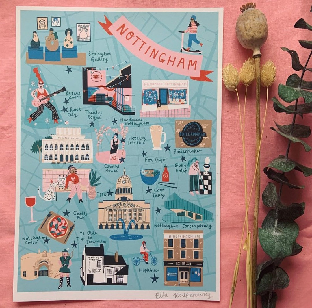 Nottingham Map - Etsy
