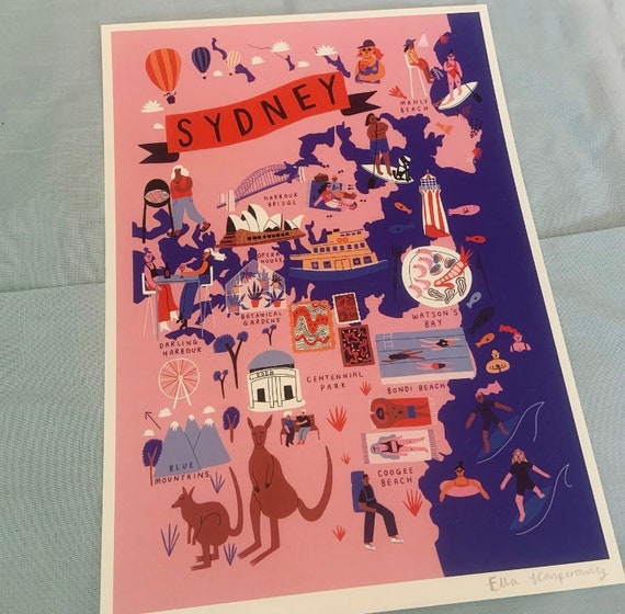 Sydney Map Australia A4 / A3 | Etsy