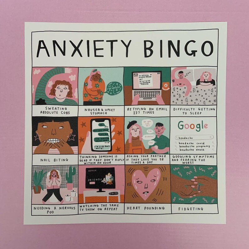 Anxiety Bingo Print - Etsy