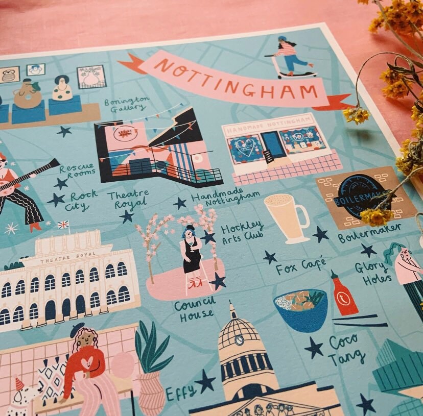 Nottingham Map | Etsy