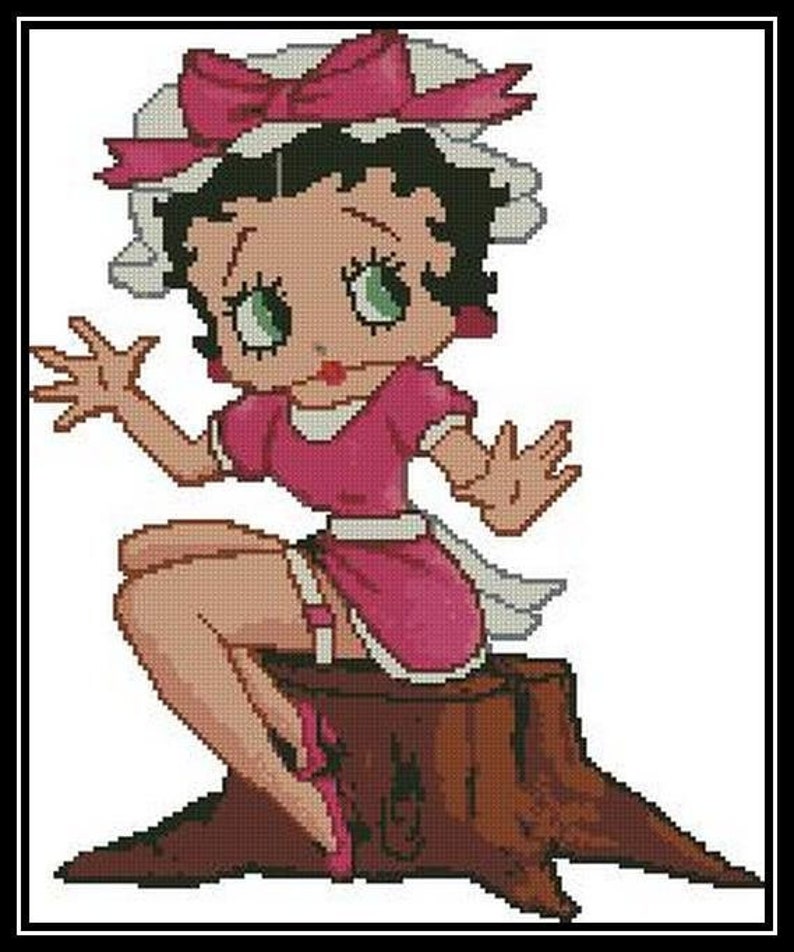 Betty Boop on Log - Cross Stitch Chart/pattern/design/xstitch Instant ...