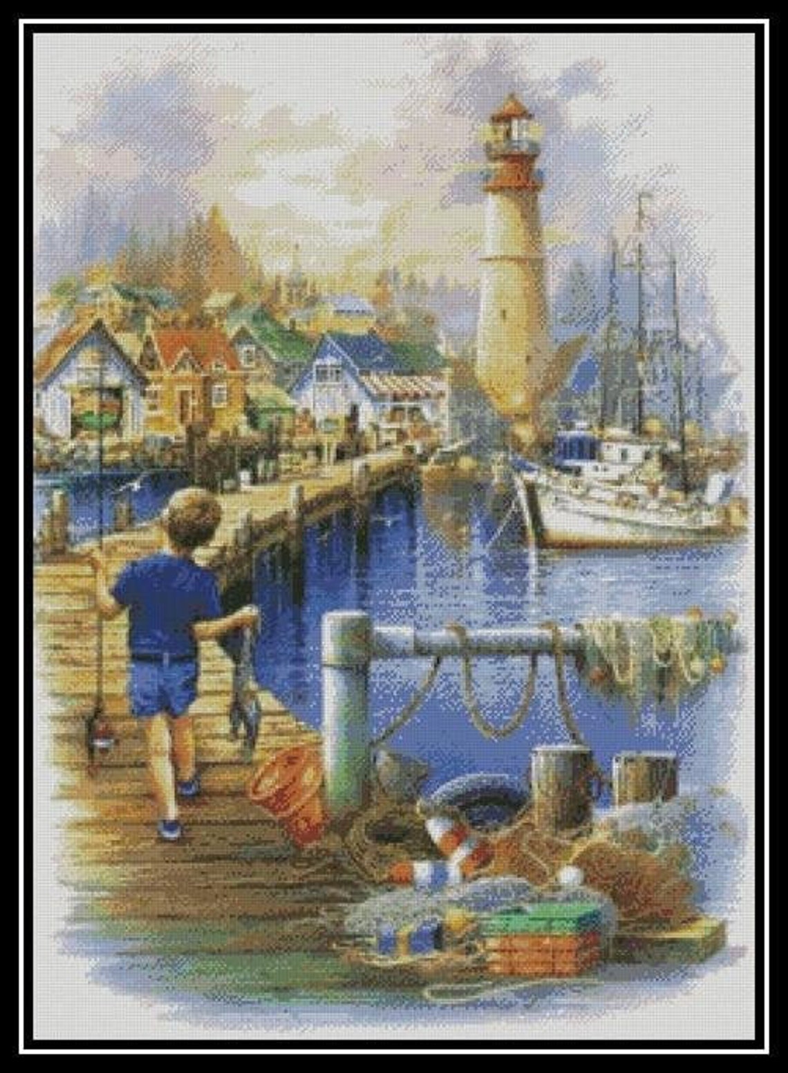 Fishing on the Pier - Cross Stitch Chart/pattern/design/xstitch Instant ...