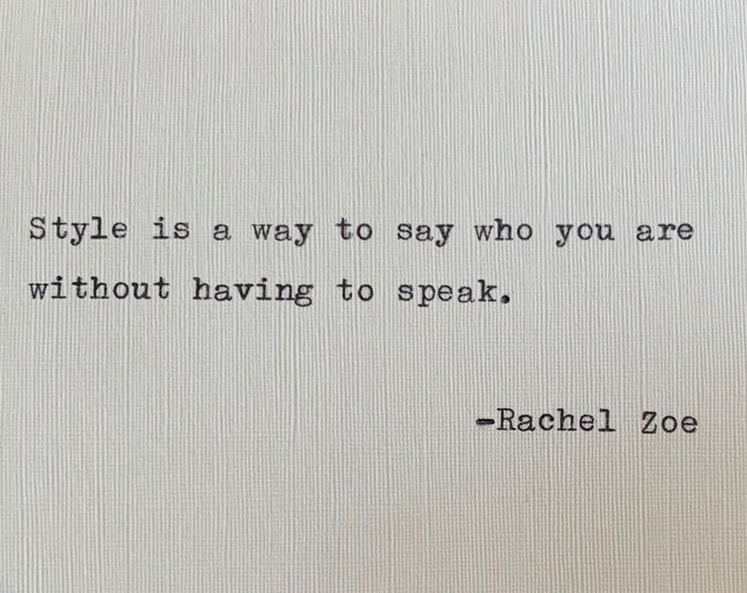 Rachel Zoe Quote Typed on a Typewriter on Ivory Linen Embossed Card - Etsy