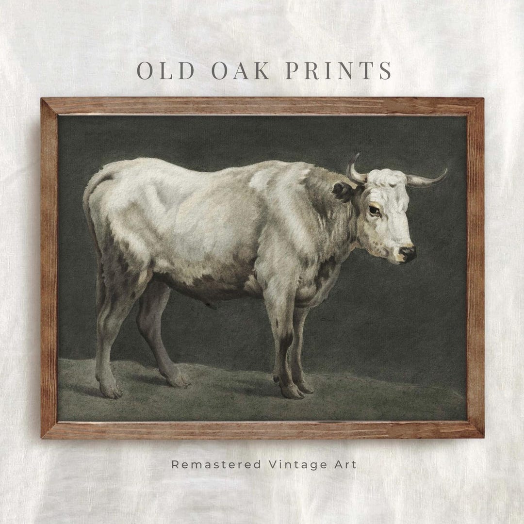 Vintage Cow Painting | PRINTABLE Farmhouse Painting | Farm Animal Cow ...