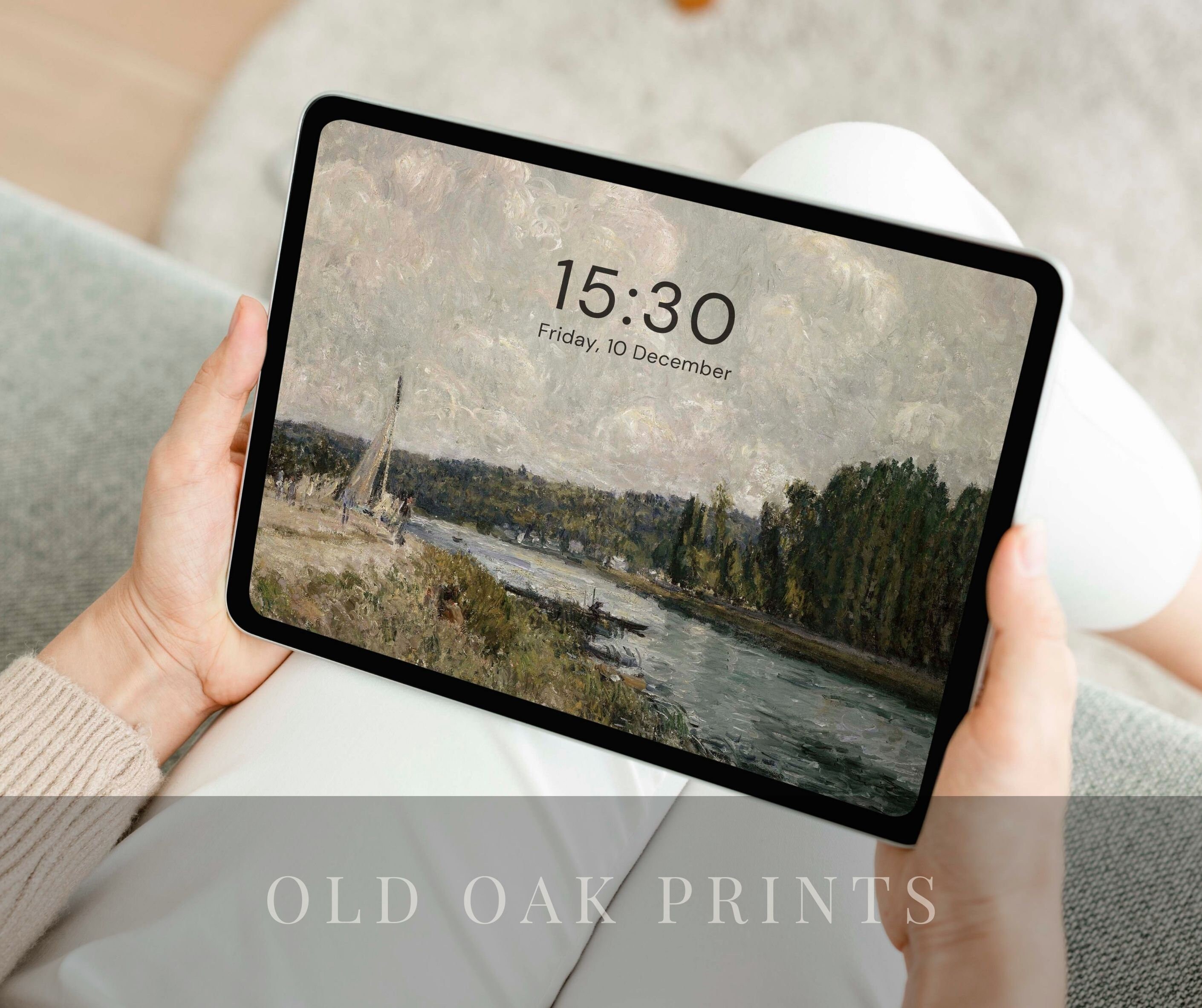 French Country iPad Wallpaper: Vintage River Scene (digital Download ...