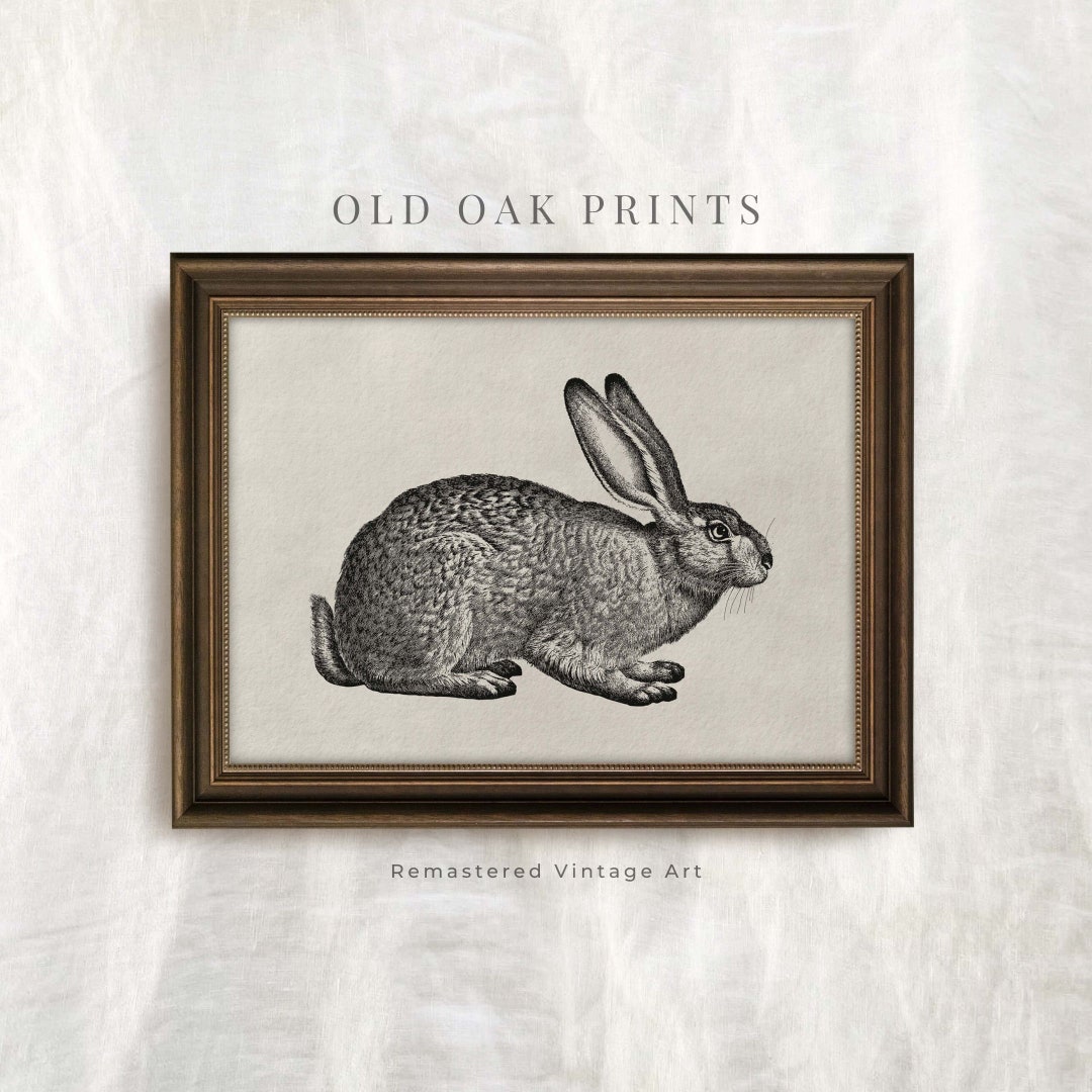 Vintage Bunny Rabbit Nursery Print Rustic Country Wall Art Easter ...