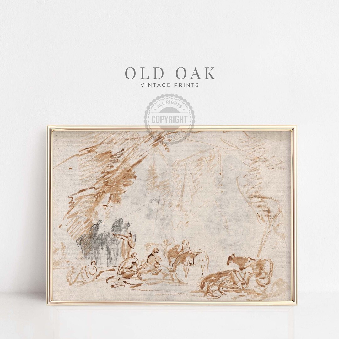 Antique Landscape Drawing | Vintage Aesthetic | Earth Tone PRINTABLE ...