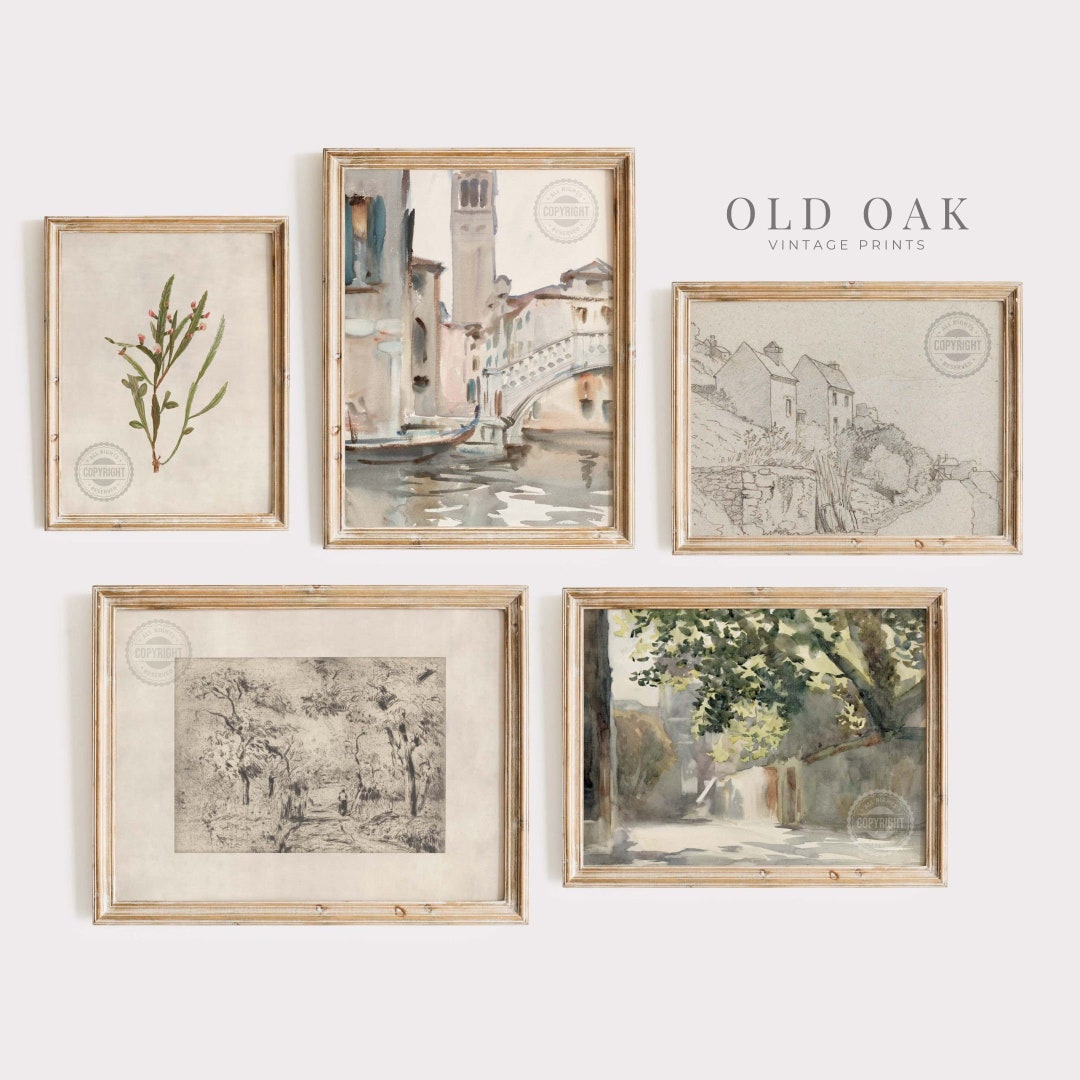 Warm Neutral Gallery Wall Print SET Vintage French Country Home Decor ...