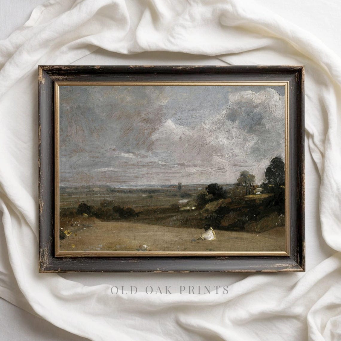 Vintage English Countryside Landscape Art: Farmhouse Summer Scenery ...