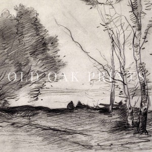 Rustic Landscape Sketch | Moody Landscape Print | Modern Farmhouse ...