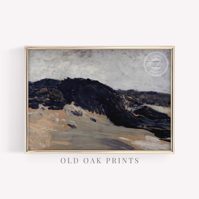 Navy Blue Abstract Moody Landscape Print Modern Farmhouse - Etsy