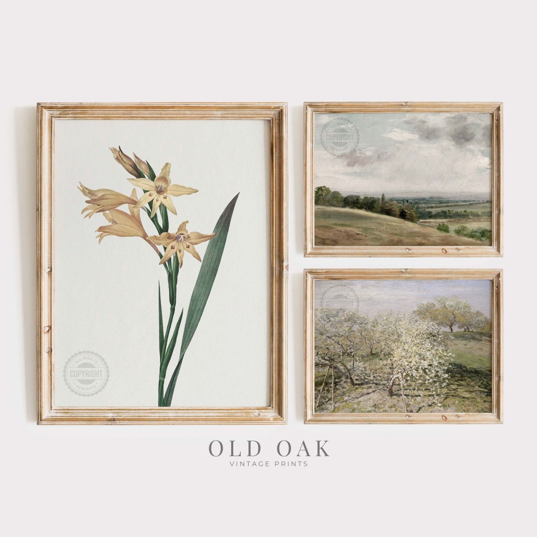 Vintage Gallery Wall SET | Antique Sumer Art Prints | Landscape Floral ...