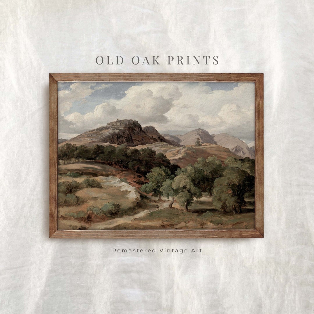 Moody Landscape Painting | Vintage Mountainscape Print Digital ...