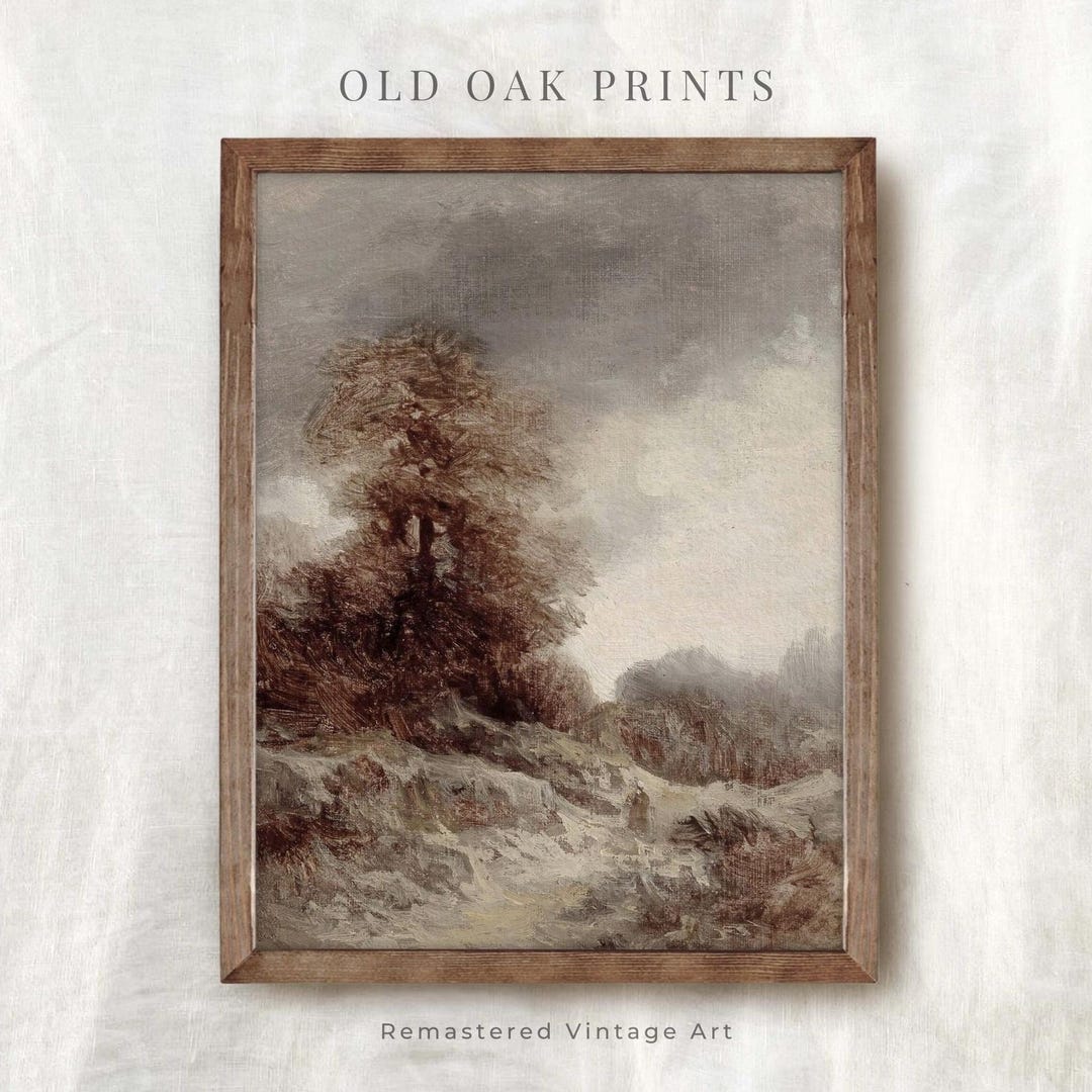 Vertical Fall Landscape Oil Painting | Vintage Autumn Oak Trees Print ...