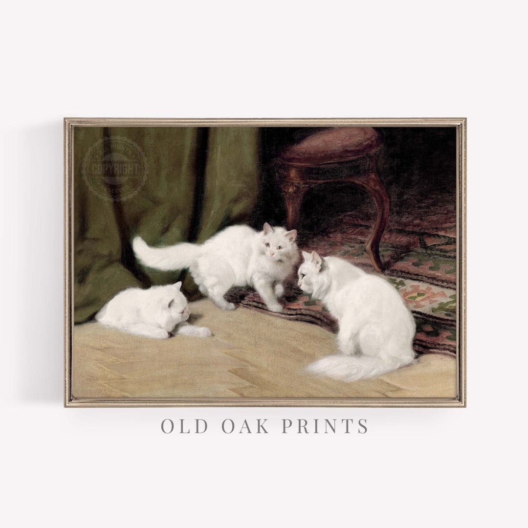 Cottagecore Cat Print: Antique Farmhouse Cats Painting (digital ...