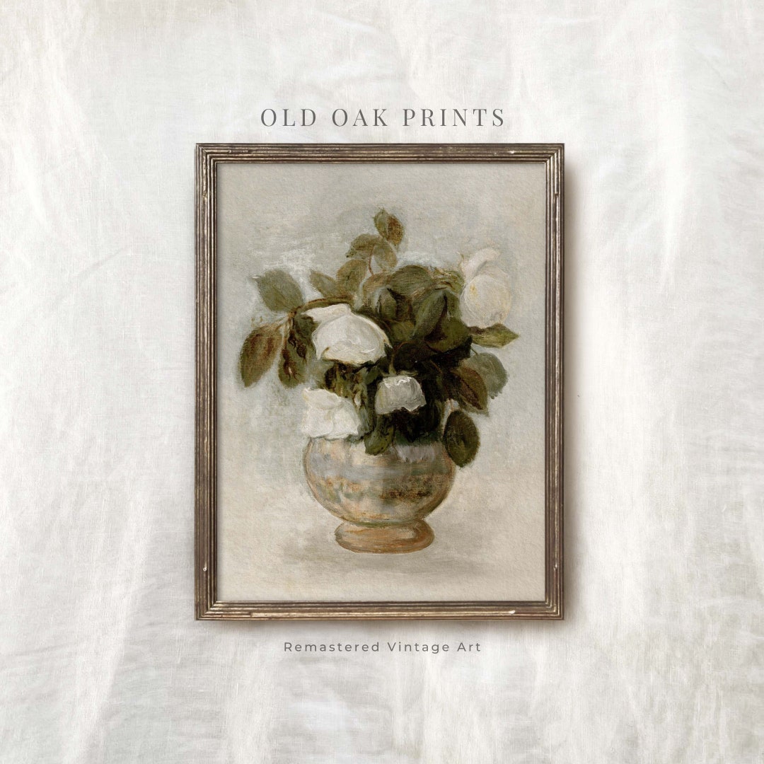 French Country White Rose Painting Roses Still Life Print PRINTABLE ...