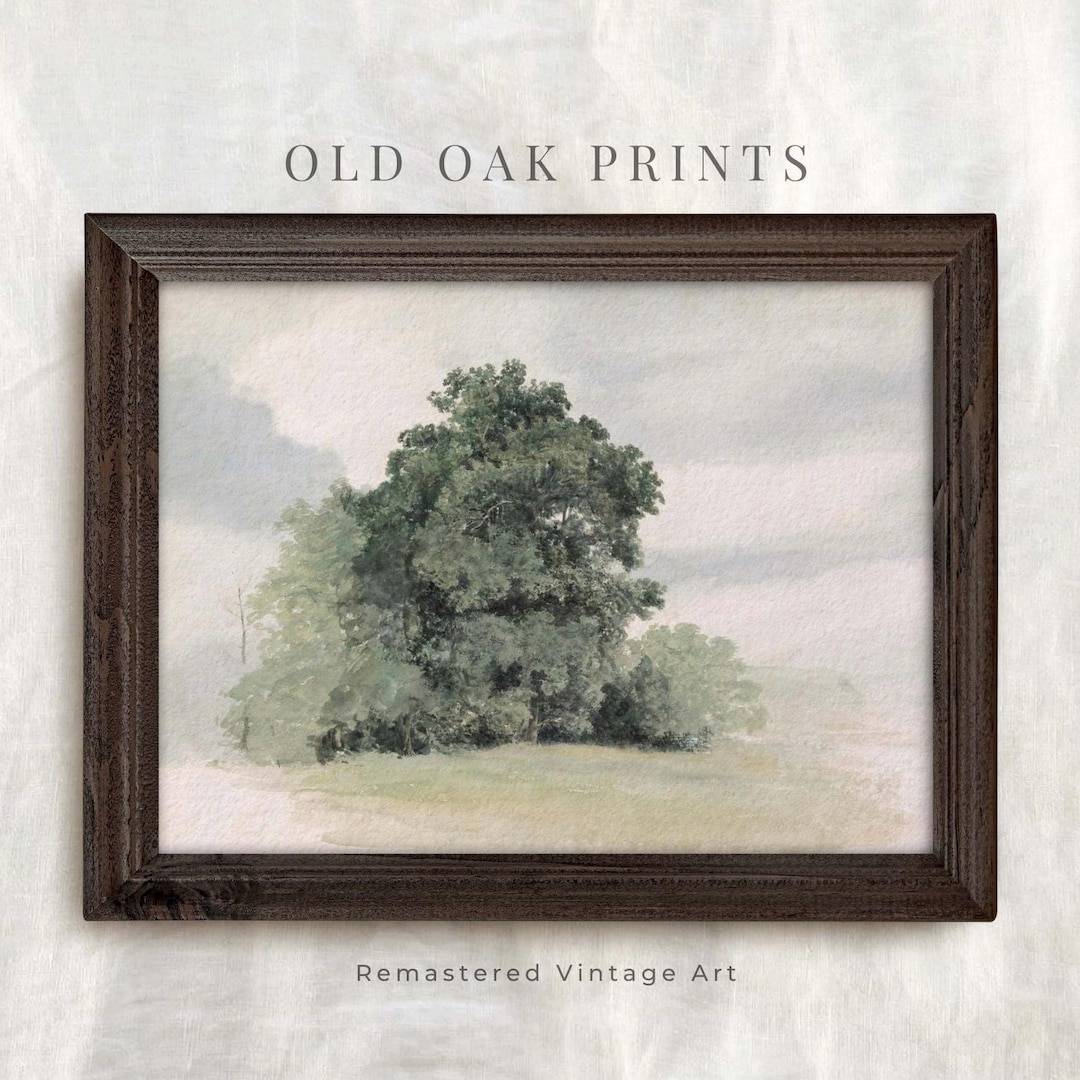 Oak Tree Watercolor Painting: Vintage English Countryside Art (digital ...