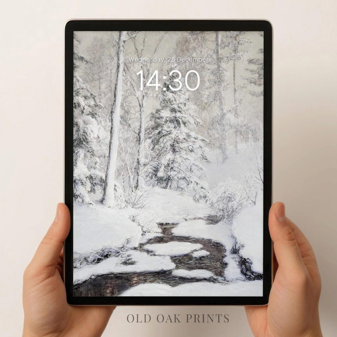 Vintage Winter Forest iPad Wallpaper: Snowy Landscape (digital Download ...