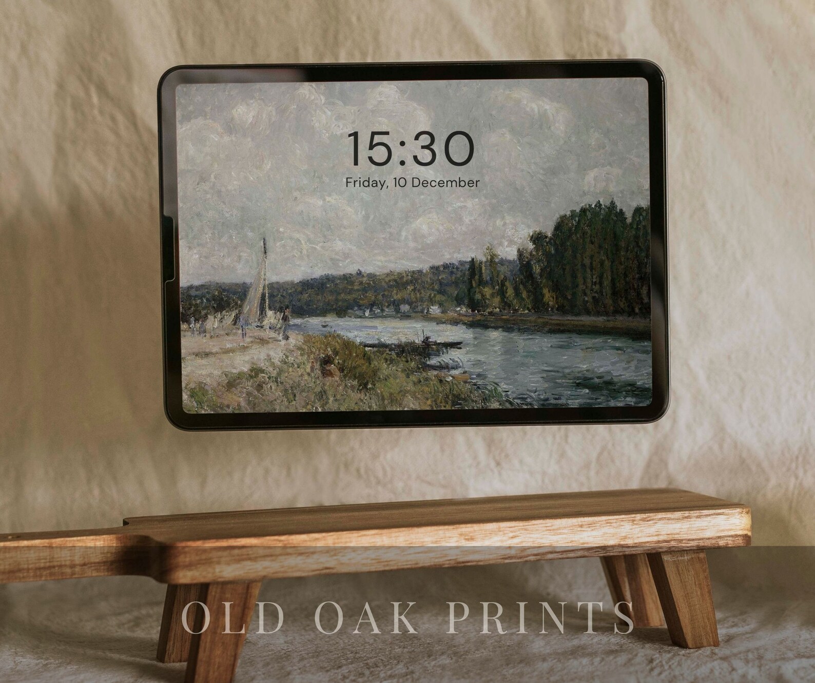 French Country iPad Wallpaper: Vintage River Scene (digital Download ...