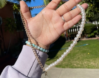 Mean Girls Movie Necklace Half Chain Half Pearl Necklace Gold Initial ...