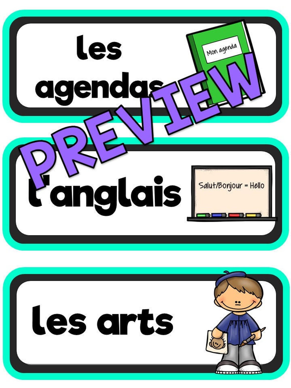 French Daily Schedule Cards for the Classroom | Etsy