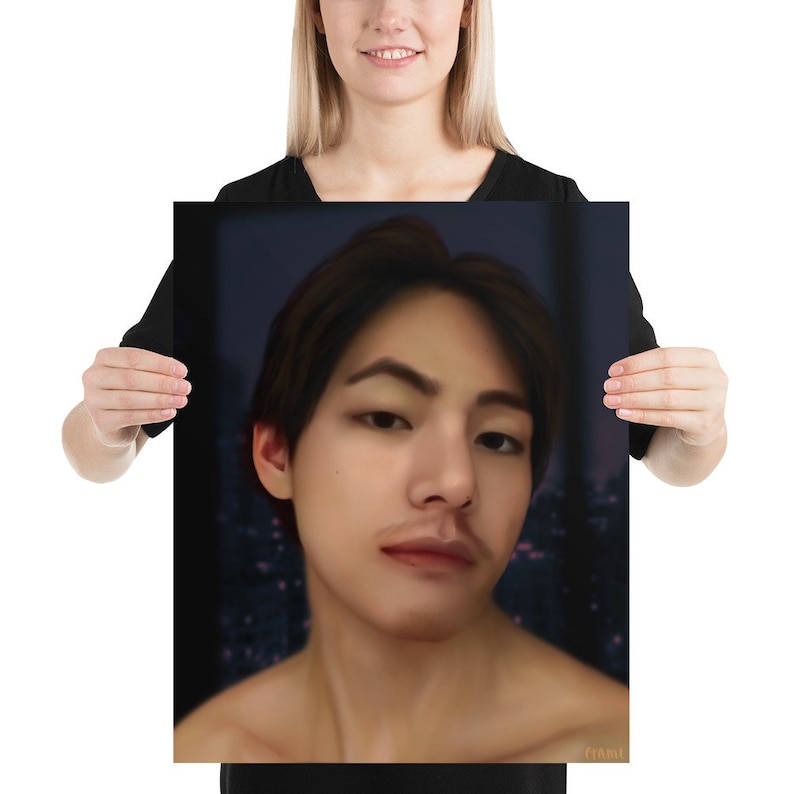 Buy BTS V- Shirtless Beard Taehyung Art Print Online in India - Etsy