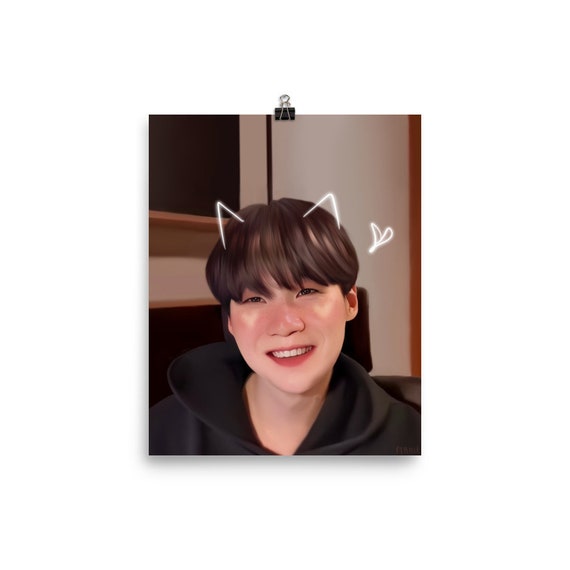 BTS SUGA Cute Kitty Yoongi Art Print - Etsy