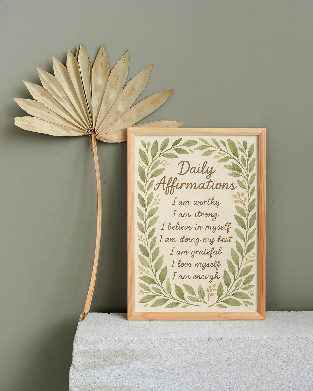 Daily Affirmations Wall Art Printable – Positive Quote Poster, Mental ...