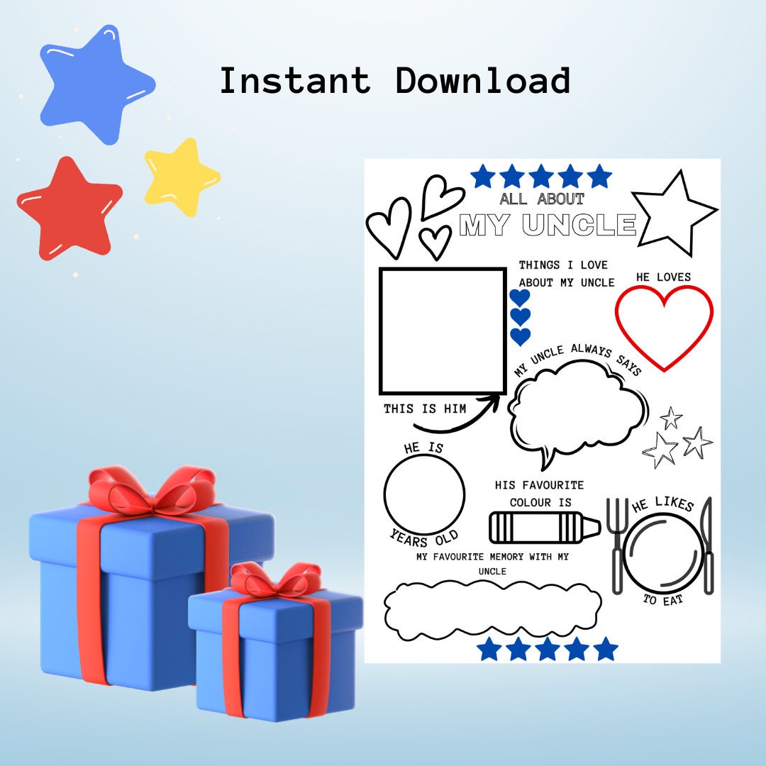 All About My Uncle | INSTANT DOWNLOAD | Uncle's Birthday Gift | Father ...
