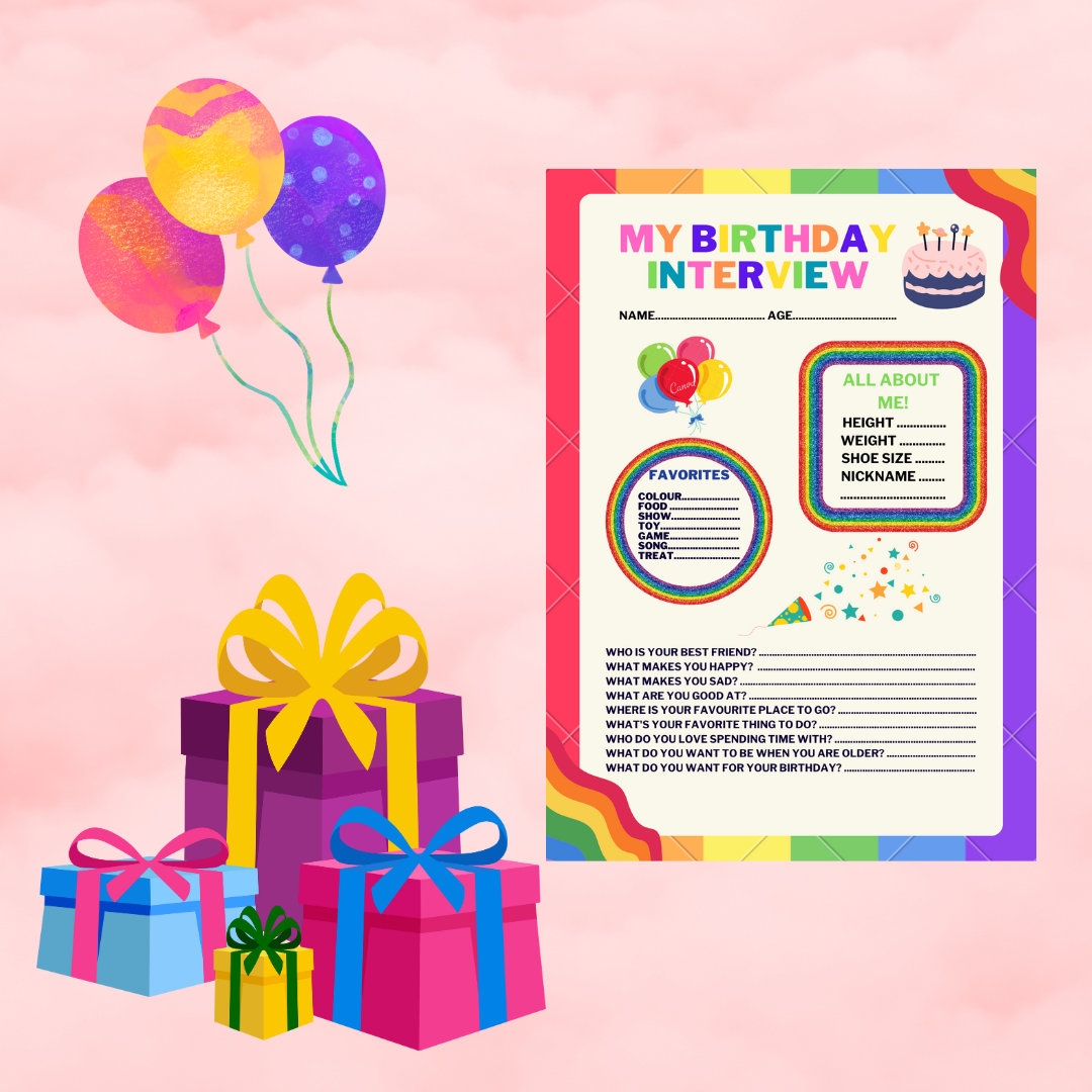 Printable Kids Birthday Interview Annual Interview Birthday Keepsake - Etsy