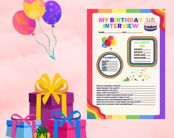 Printable Kids Birthday Interview School Activity Annual Interview ...