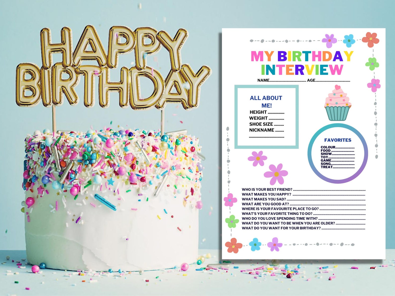 Printable Kids Birthday Interview | Annual Interview | Birthday ...