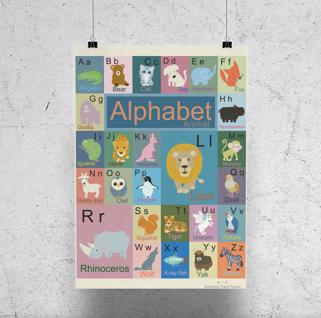 Animal Alphabet Poster, ABC Animal Print, Kids Room Playroom Decor ...
