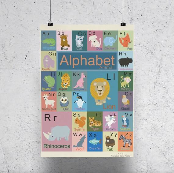 Animal Alphabet Poster ABC Animal Print Kids Room Playroom | Etsy