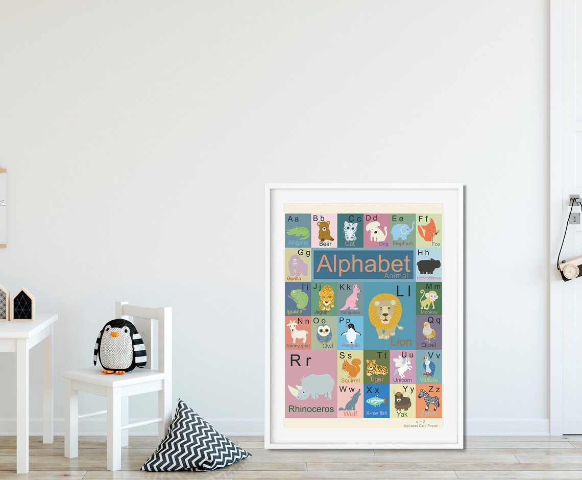 Animal Alphabet Poster ABC Animal Print Kids Room Playroom - Etsy