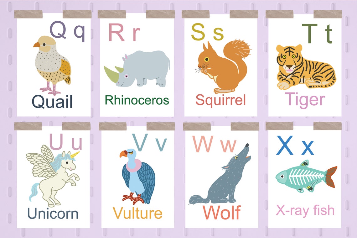 Animal Alphabet Flash Cards ABC Animal Activity Cards - Etsy