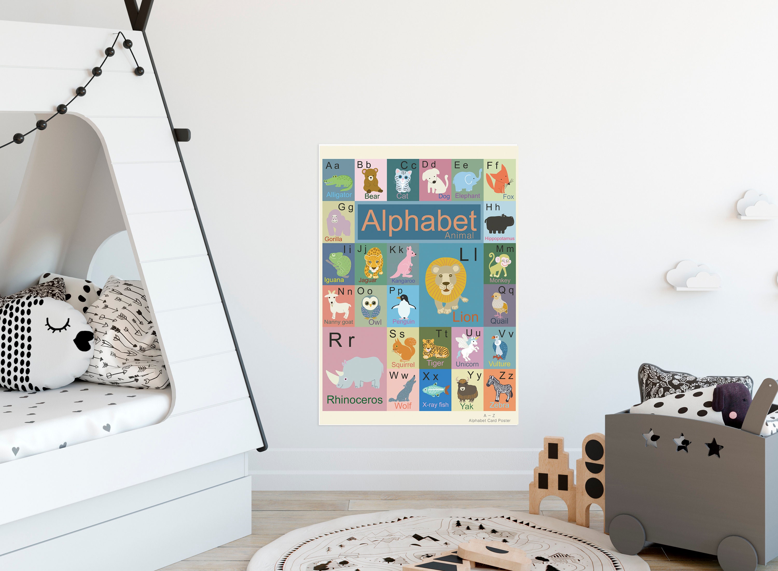 Animal Alphabet Poster, ABC Animal Print, Kids Room Playroom Decor ...