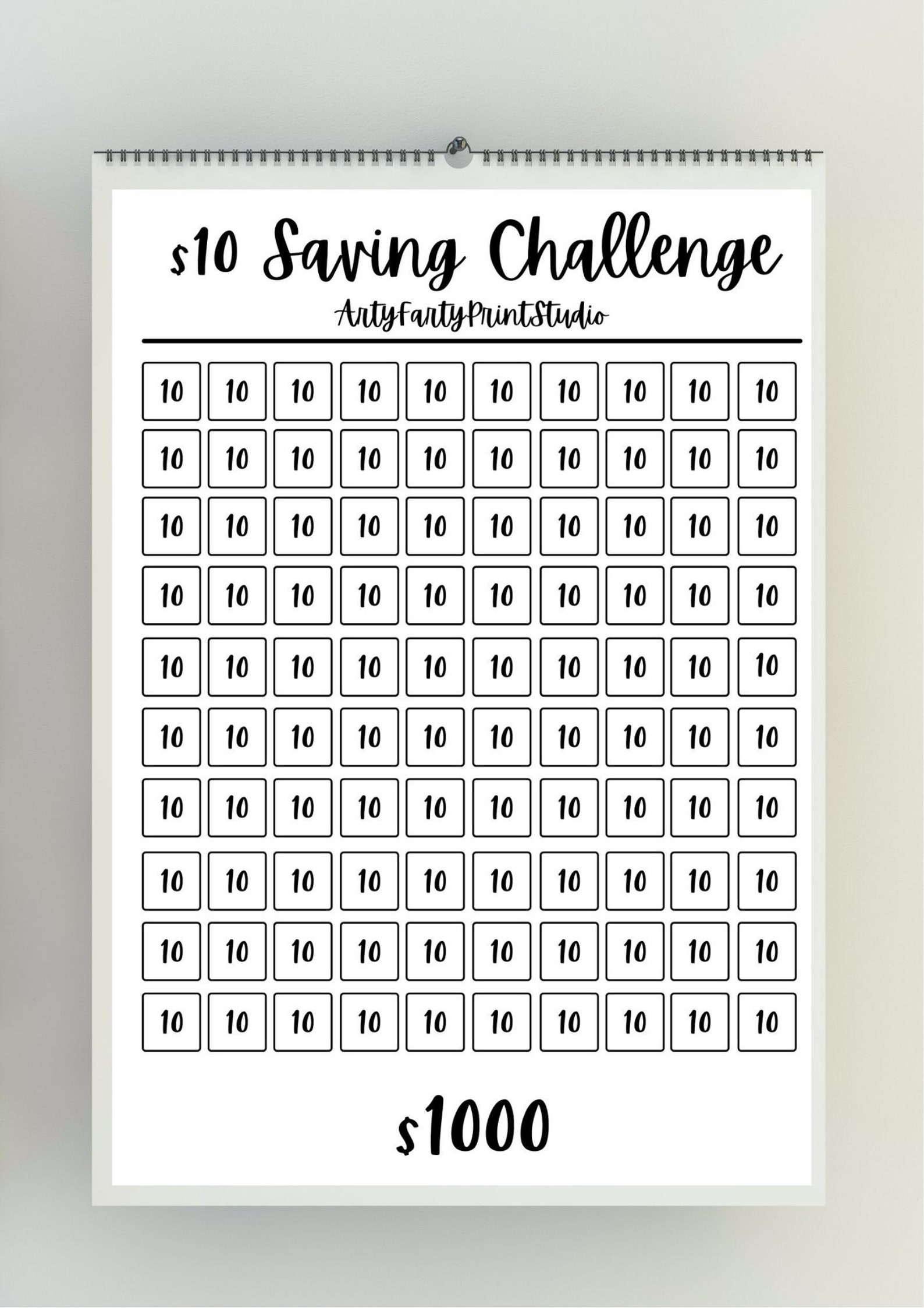 10 Saving Challenge 10 Saving Tracker Save 1000 Simple To | Etsy