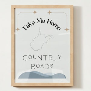 Country Roads Poster Digital Download, 18x24 Poster, WVU - Etsy
