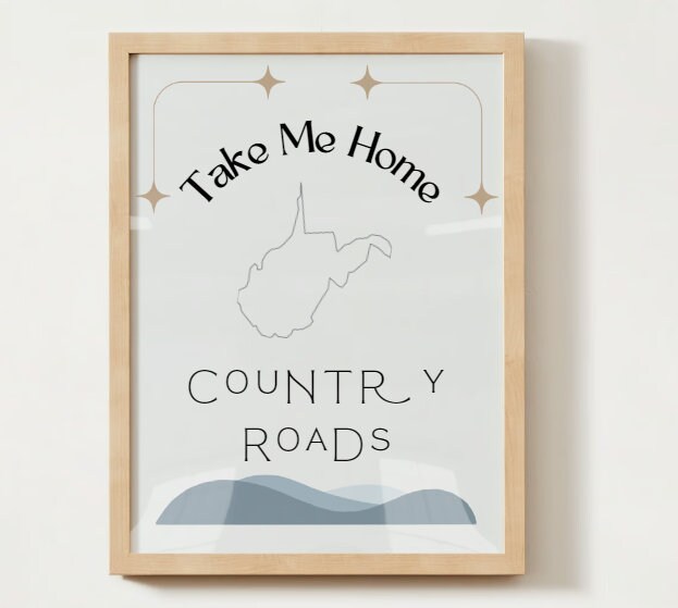 Country Roads Poster Digital Download, 18x24 Poster, WVU - Etsy