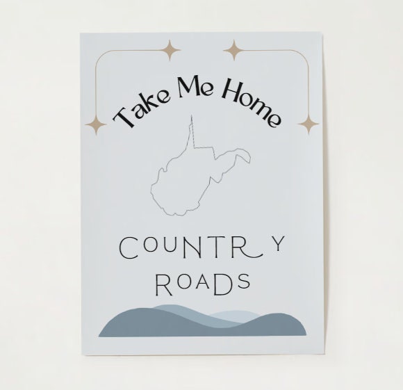 Country Roads Poster Digital Download, 18x24 Poster, WVU - Etsy