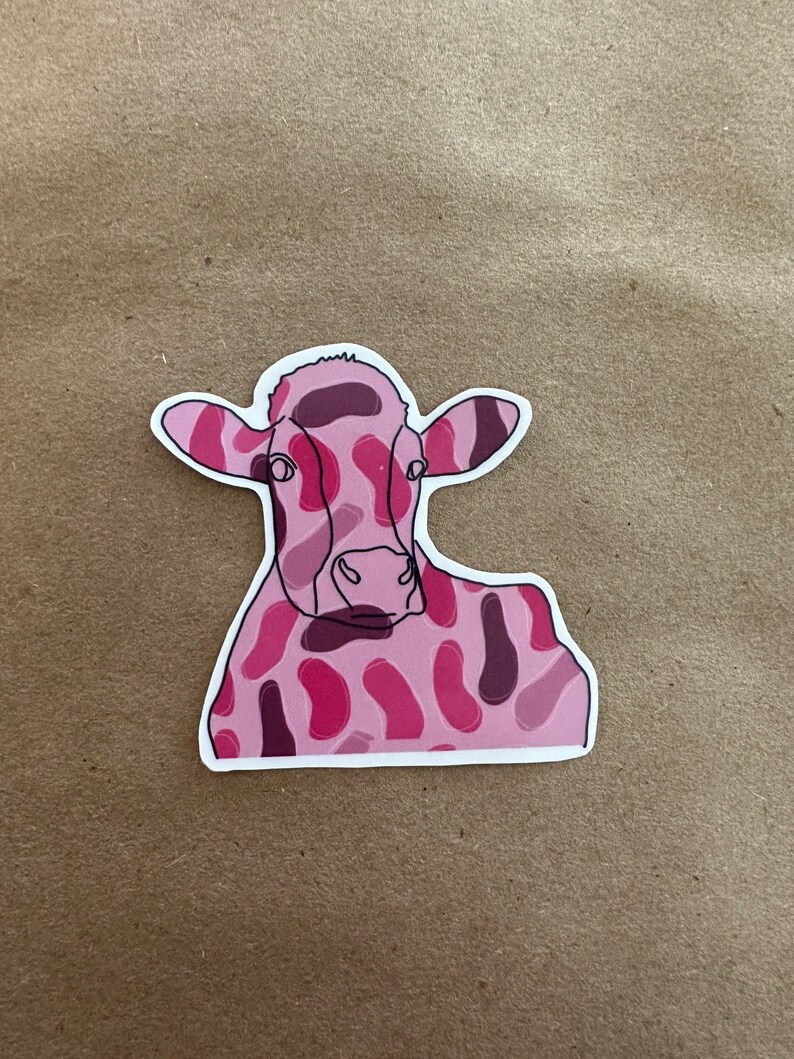 Pink Cow Waterproof Sticker - Etsy