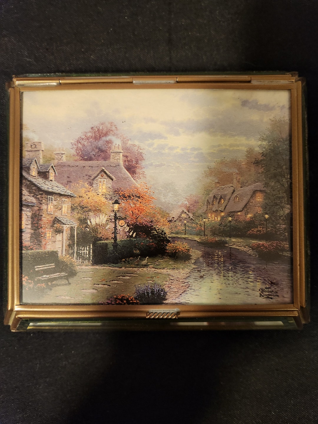 Thomas Kinkade "lamplight Brooke" Glass Trinket Box. Issued 1993 - Etsy